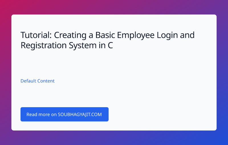 Tutorial: Creating a Basic Employee Login and Registration System in C++ | Soubhagyajit